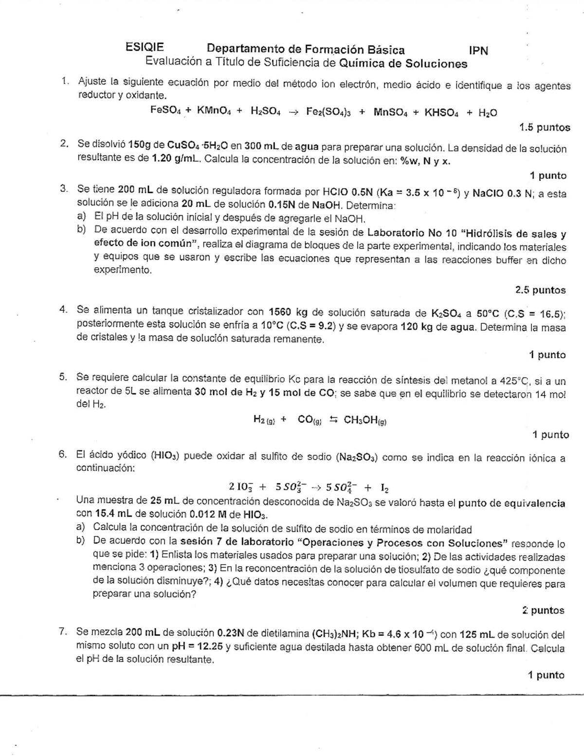 ETS QS - Evaluación de Química de Soluciones (Examen) - Studocu