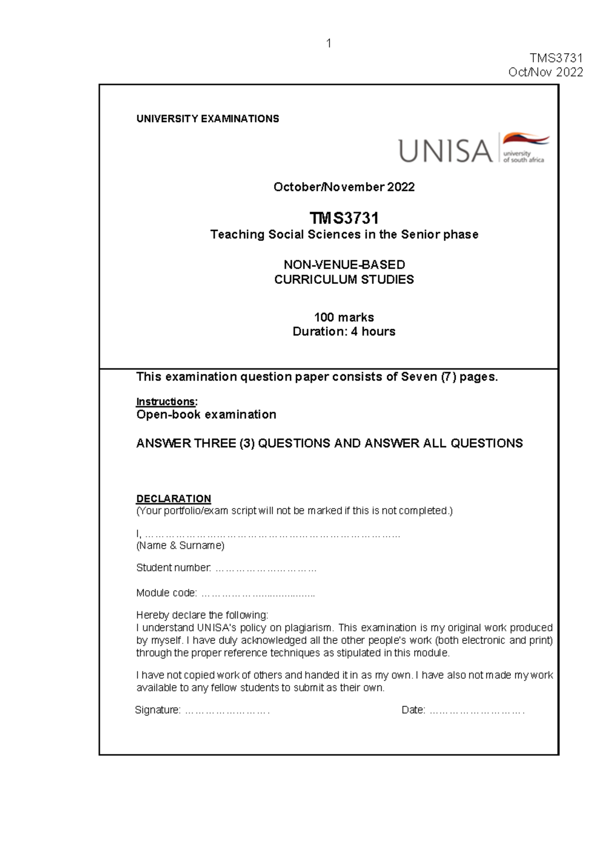 TMS3731 Oct-Nov 2022 - portfolio 2022 - TMS Oct/Nov 2022 UNIVERSITY ...