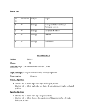 40 Lesson Plan (Eng, Sci, PS) 3600+ - Arzo Hashmi - 03279498119 LESSON ...