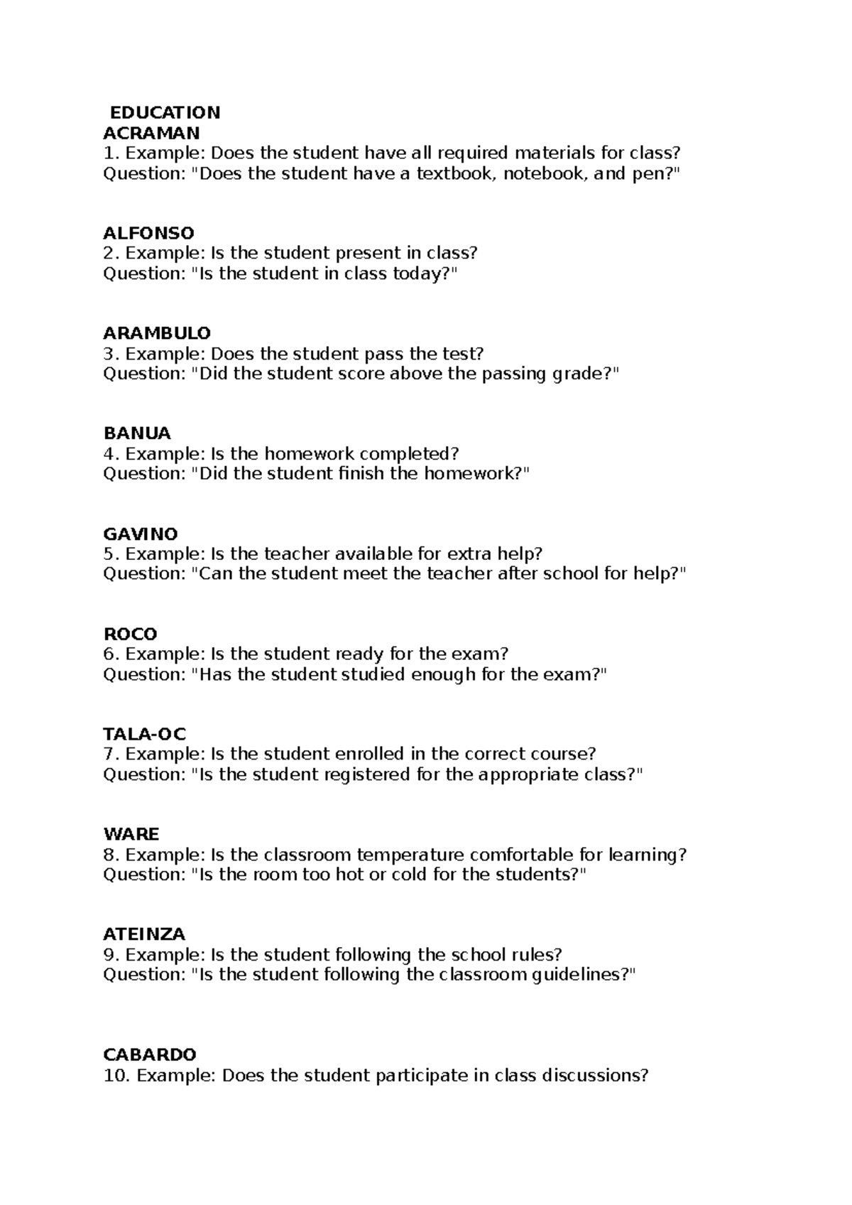 Programming 1 - Class Preparation Questions for Deaf Students - Studocu