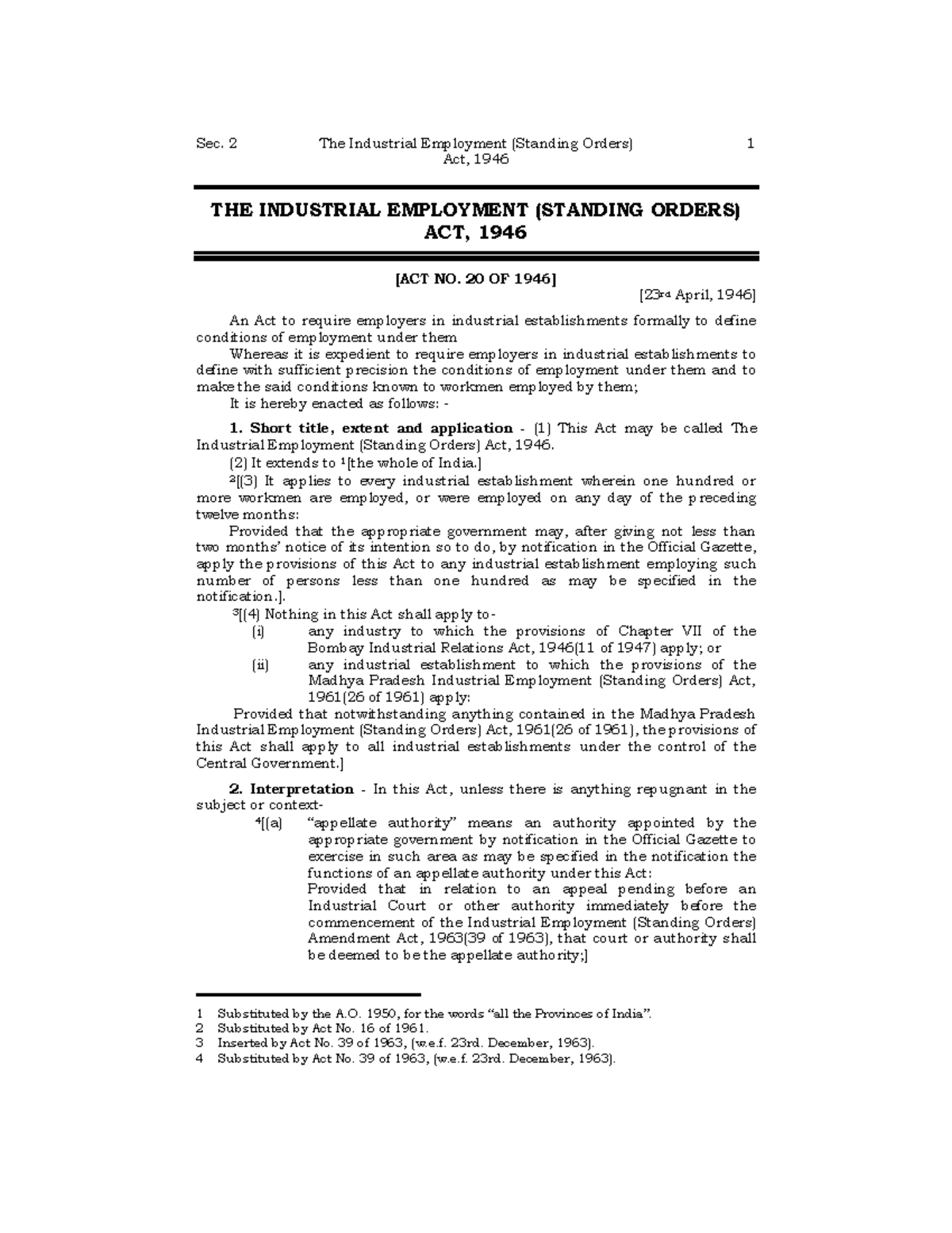 Industrial Employment (Standing Orders) Act, 1946 Overview and Analysis ...