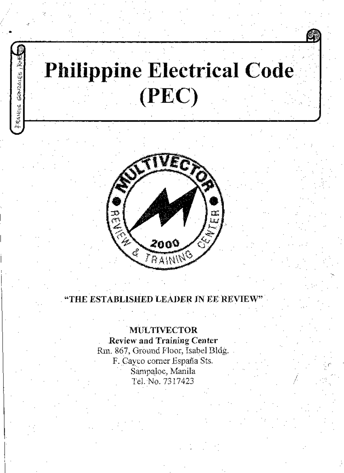 Multivector Review of Philippine Electrical Code (PEC) - Studocu