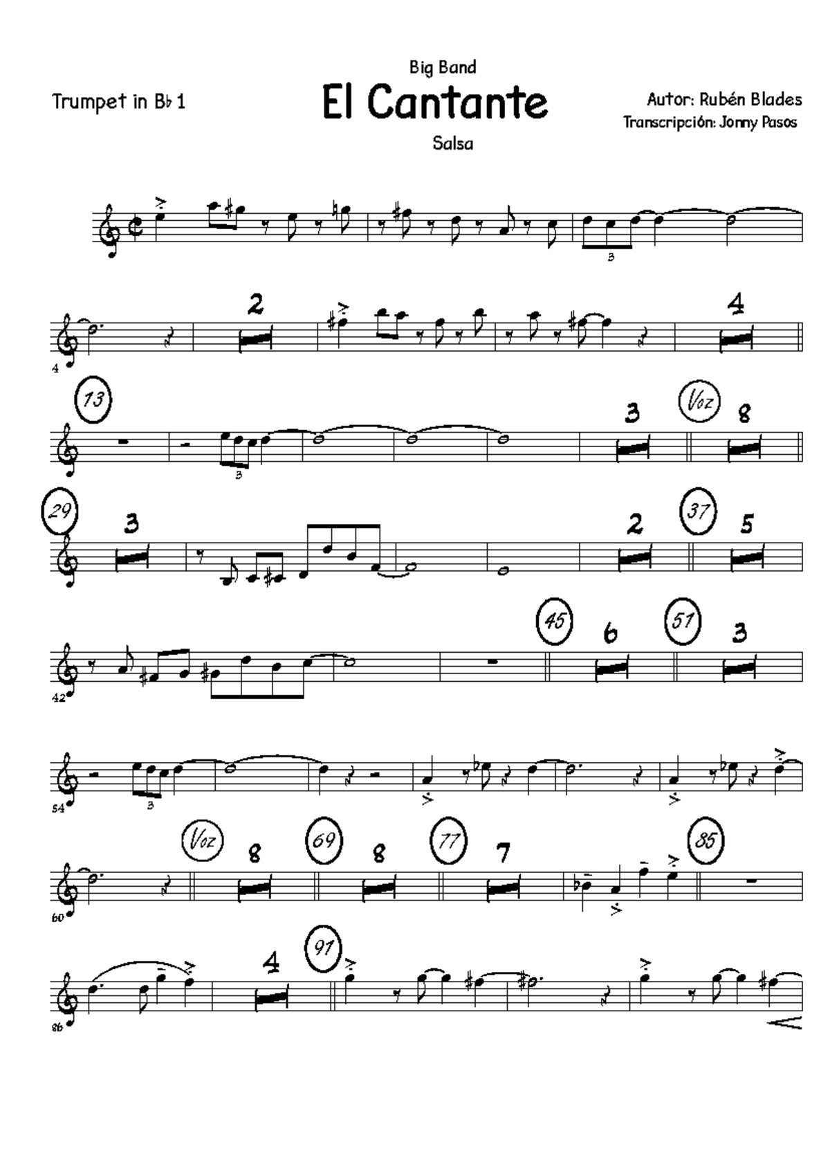El Cantante - Trumpet in B (Salsa) - Repertorio Notes - Studocu