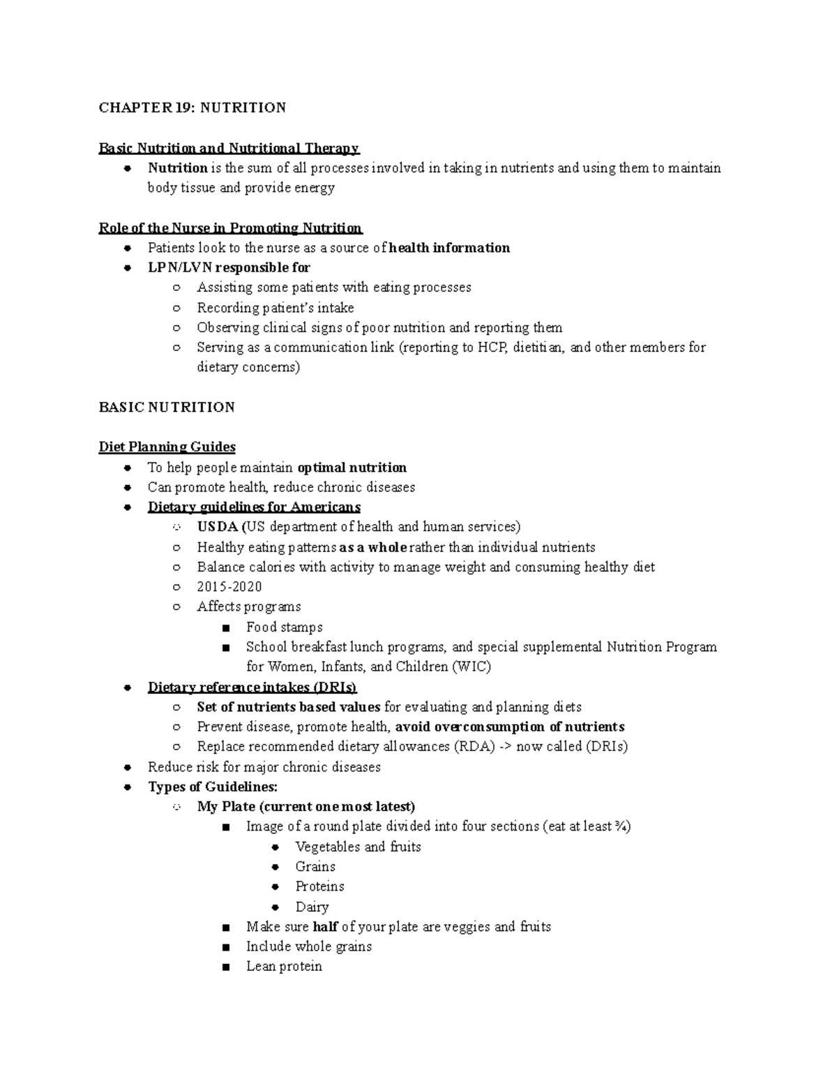 CHAPTER 19: NUTRITION - Vitamins, Minerals, and Diet Charts - Studocu