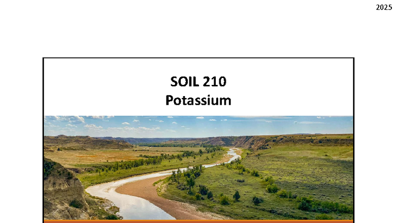 Potassium in Soils: Availability, Losses, and Fertilization (SOIL 210 ...