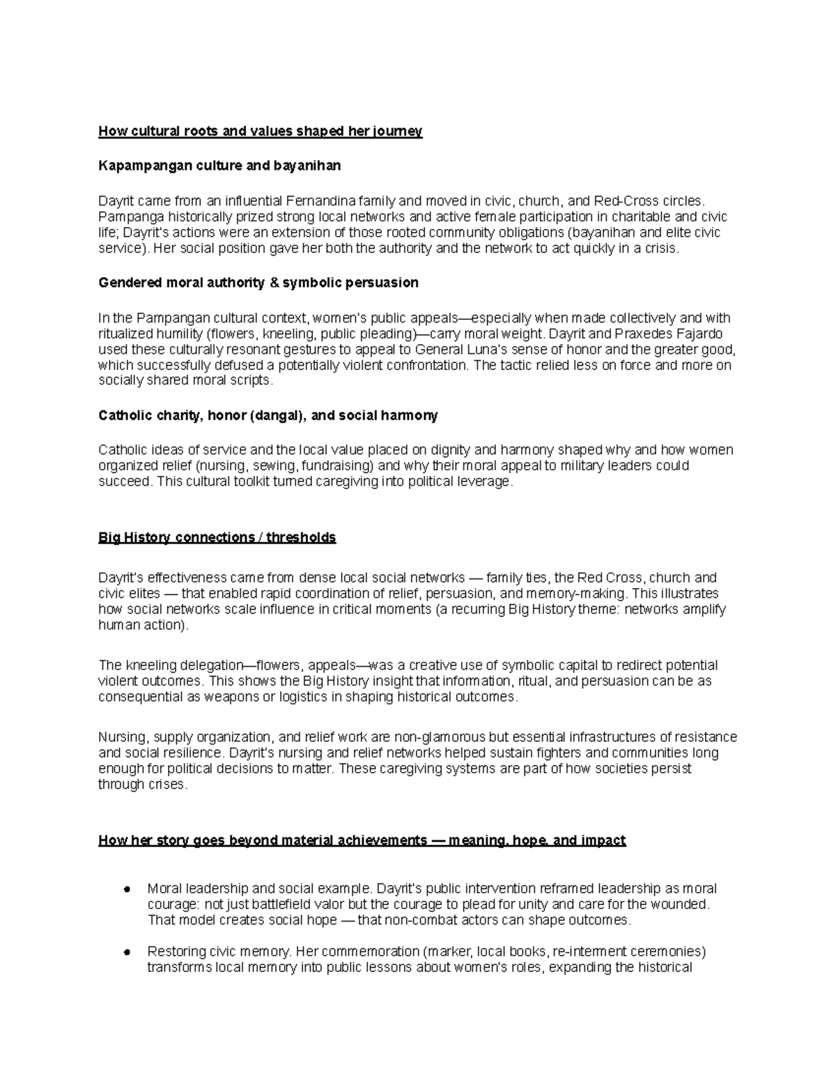 Nicolasa Dayrit: Cultural Roots and Moral Leadership in Crisis - Studocu