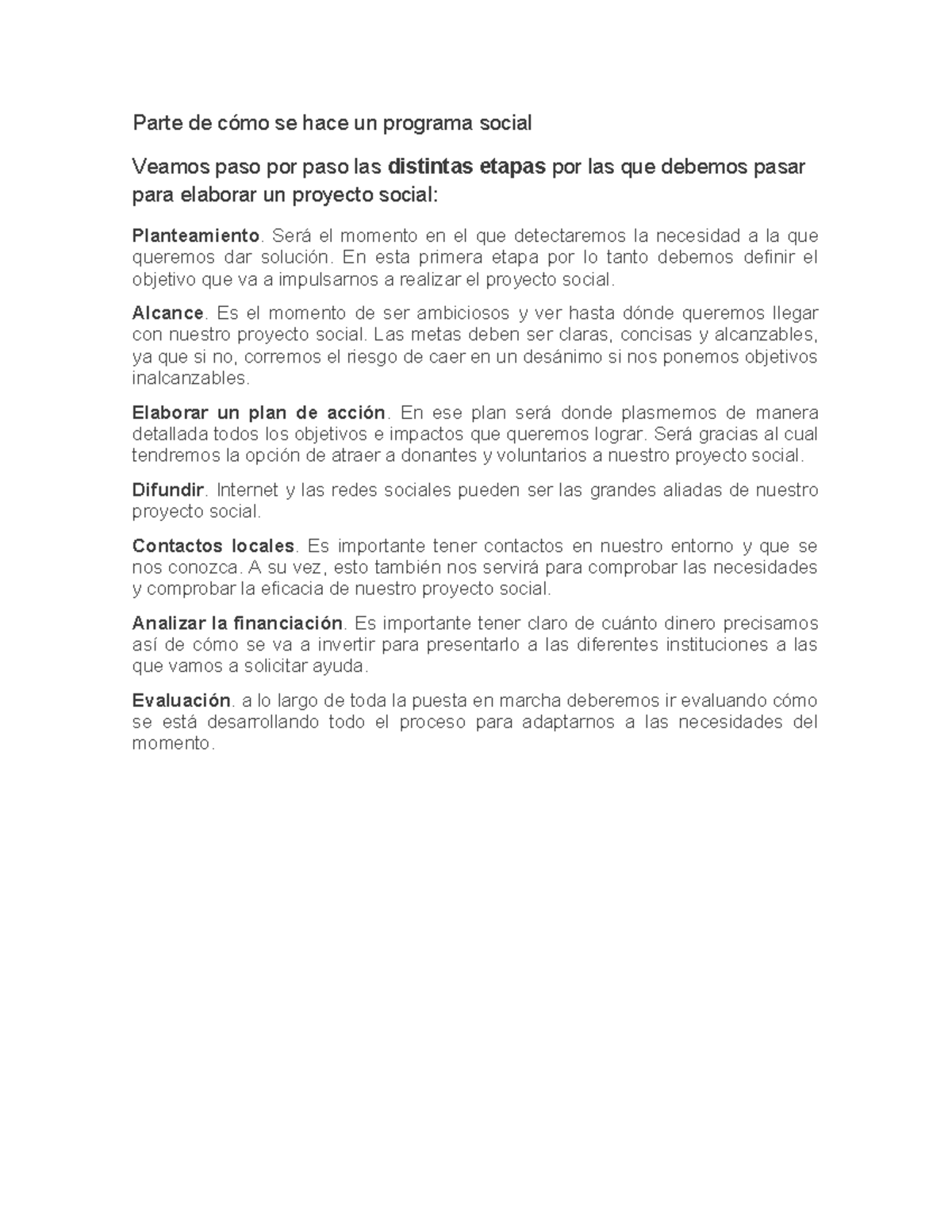 cómo se hace un programa social - Parte de cómo se hace un programa ...