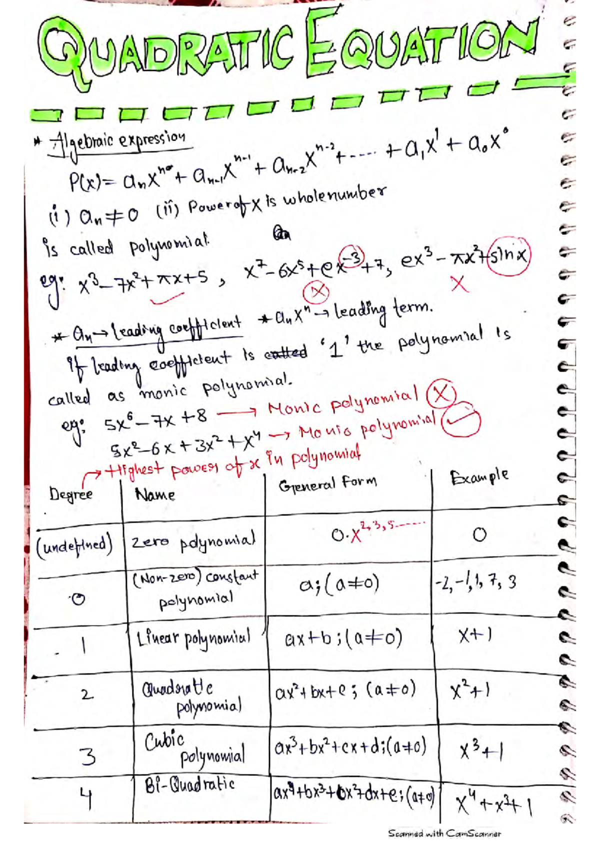 L3 Quadratic Equation - Comprehensive Study Notes - Studocu