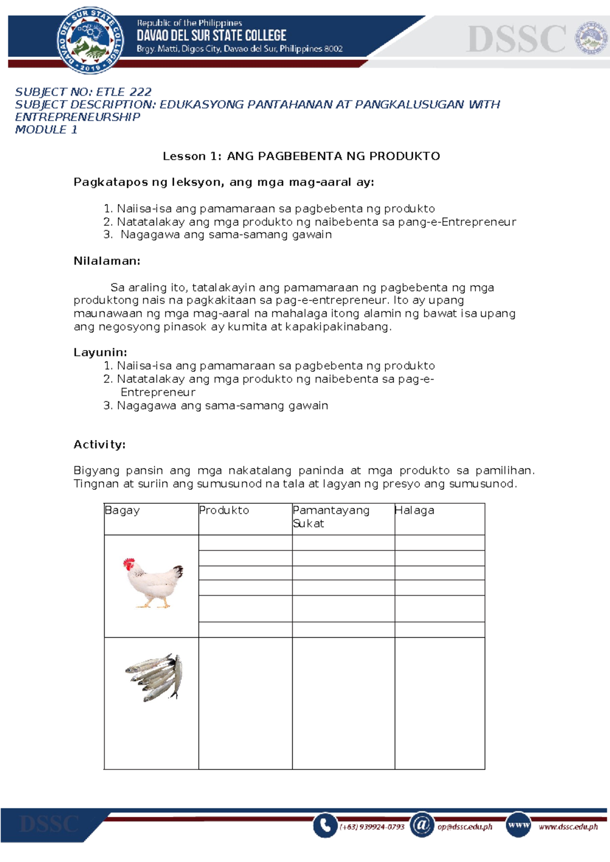ETLE 222 Module 1 Lesson 1: Ang Pamamaraan sa Pagbebenta ng Produkto ...
