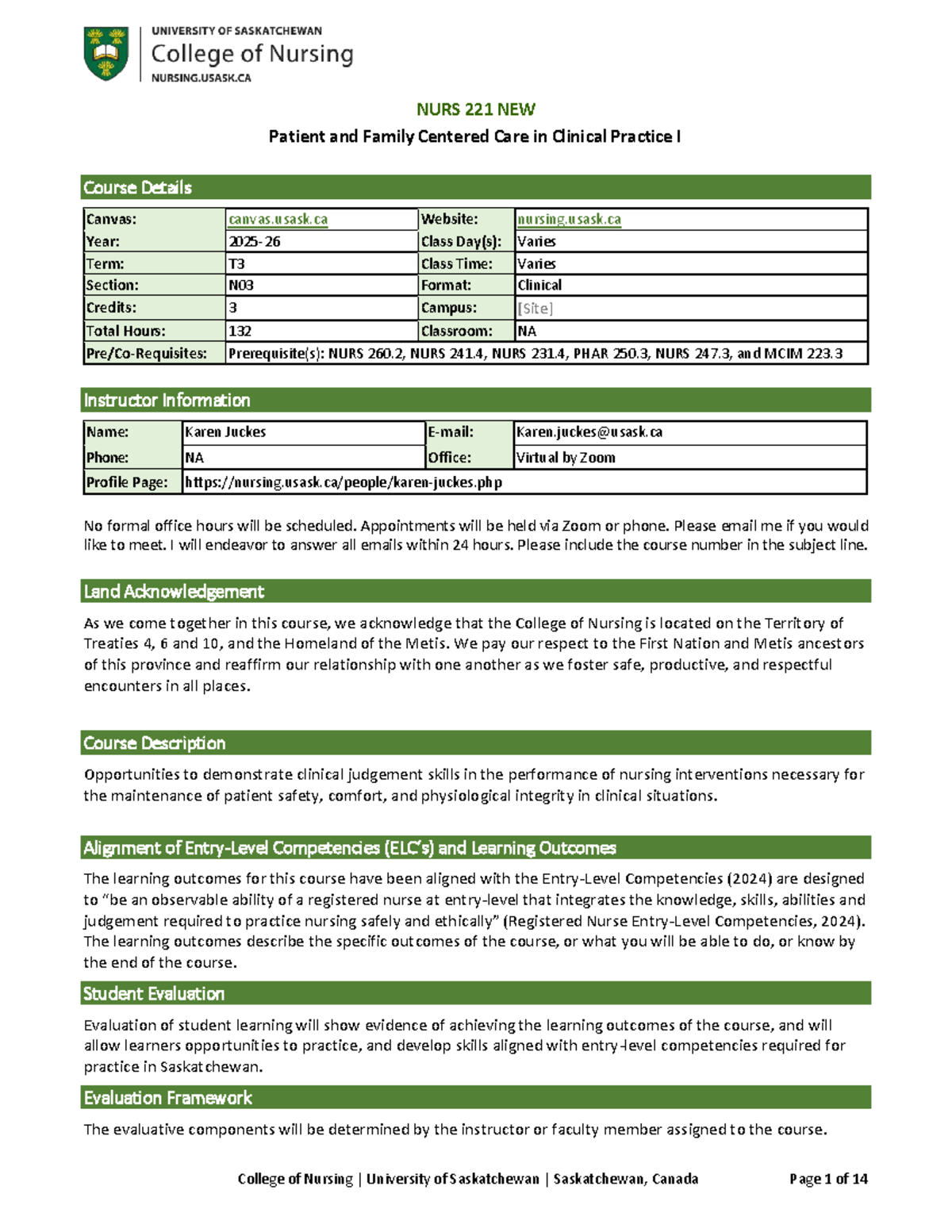NURS 221 Syllabus: Patient & Family Centered Care Overview - Studocu