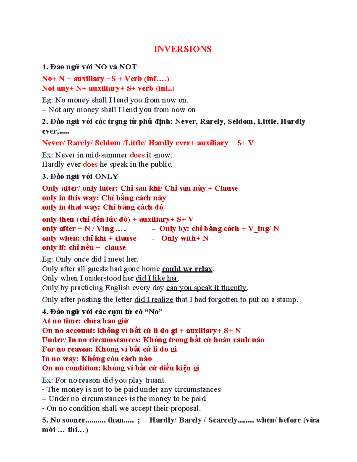 Inversions: Advanced Grammar Techniques for English Mastery - Studocu