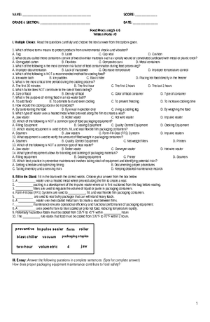 PRE-Quiz 1 - Quiz - NAME: __________________________________ SCORE ...