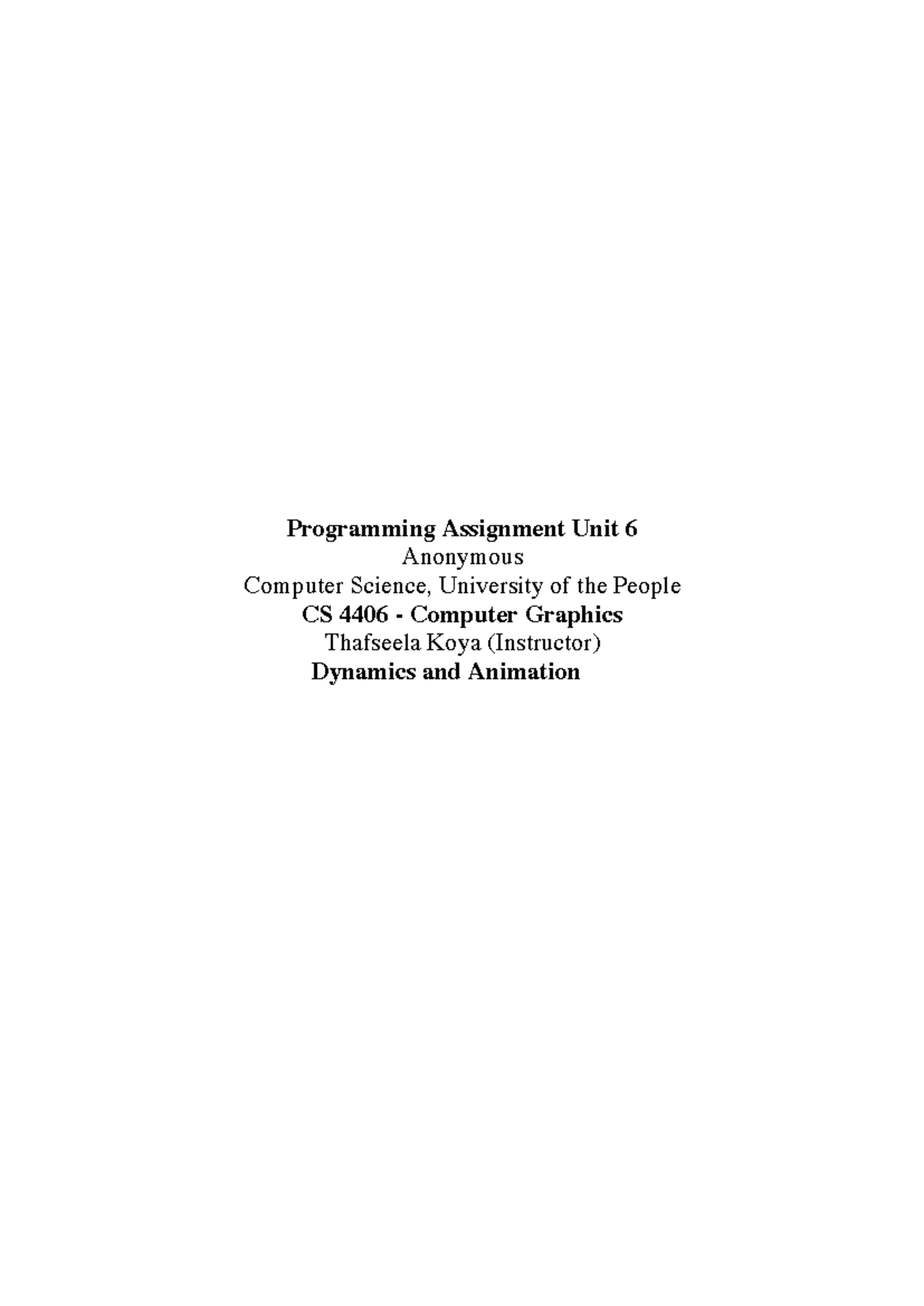 CS 4406 - Programming Assignment Unit 6: Earth and Moon Animation - Studocu