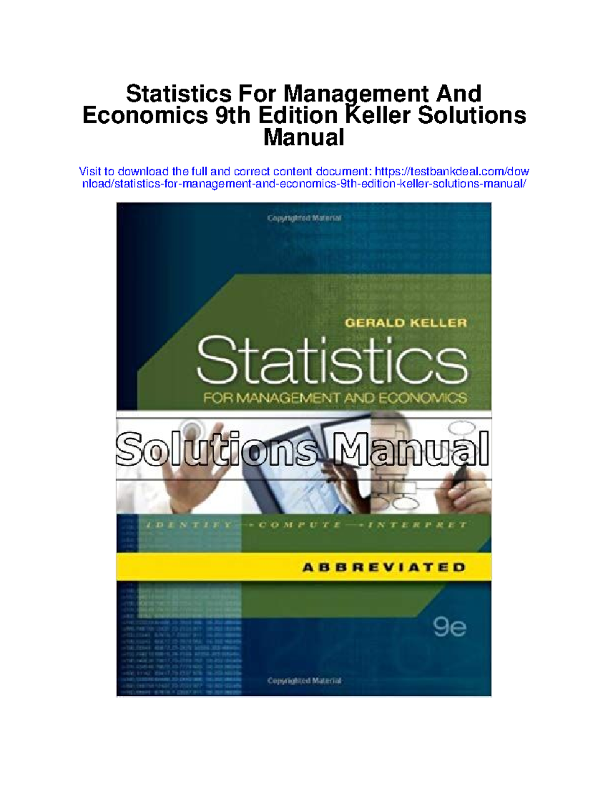 **686837325 Statistics for Management and Economics 9th Edition ...
