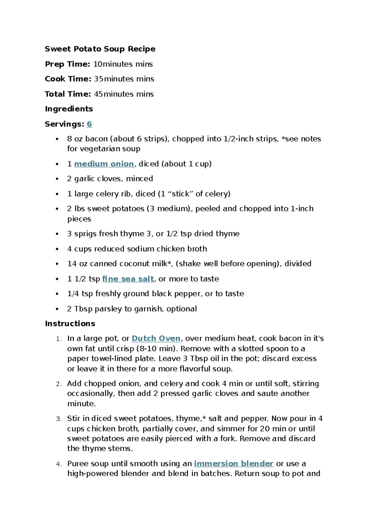 Sweet Potato Soup Recipe: Quick & Easy Guide - Studocu