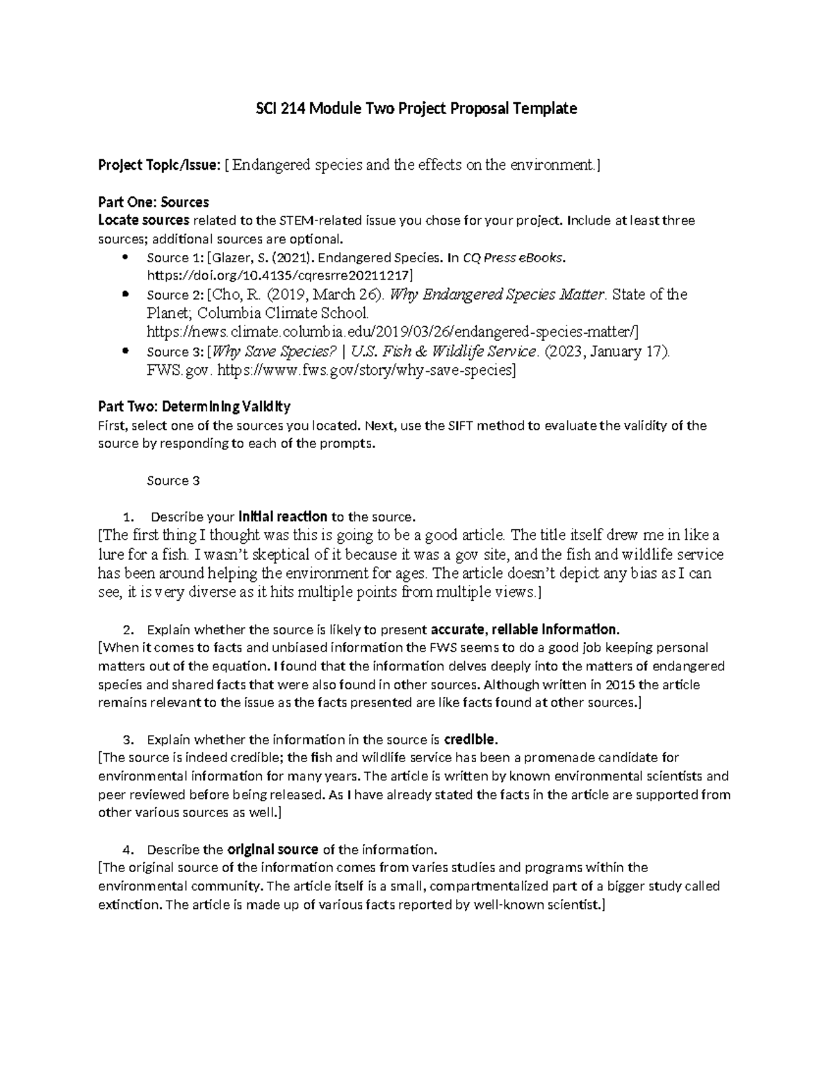 week two project - SCI 214 Module Two Project Proposal Template Project Topic/Issue ...