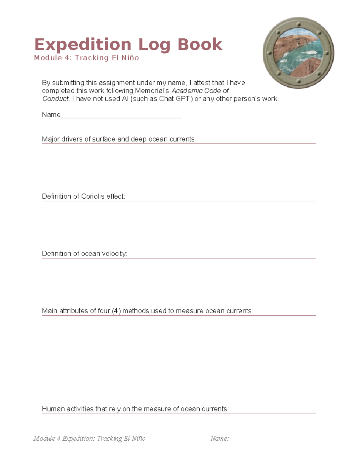 Log Book 4 - Module 4 Expedition: Tracking El Niño Insights - Studocu