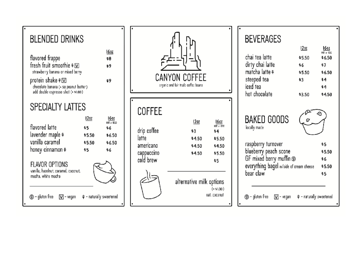 BLENDED DRINKS & SPECIALTY LATTES MENU - BUSINESS MENU - Studocu
