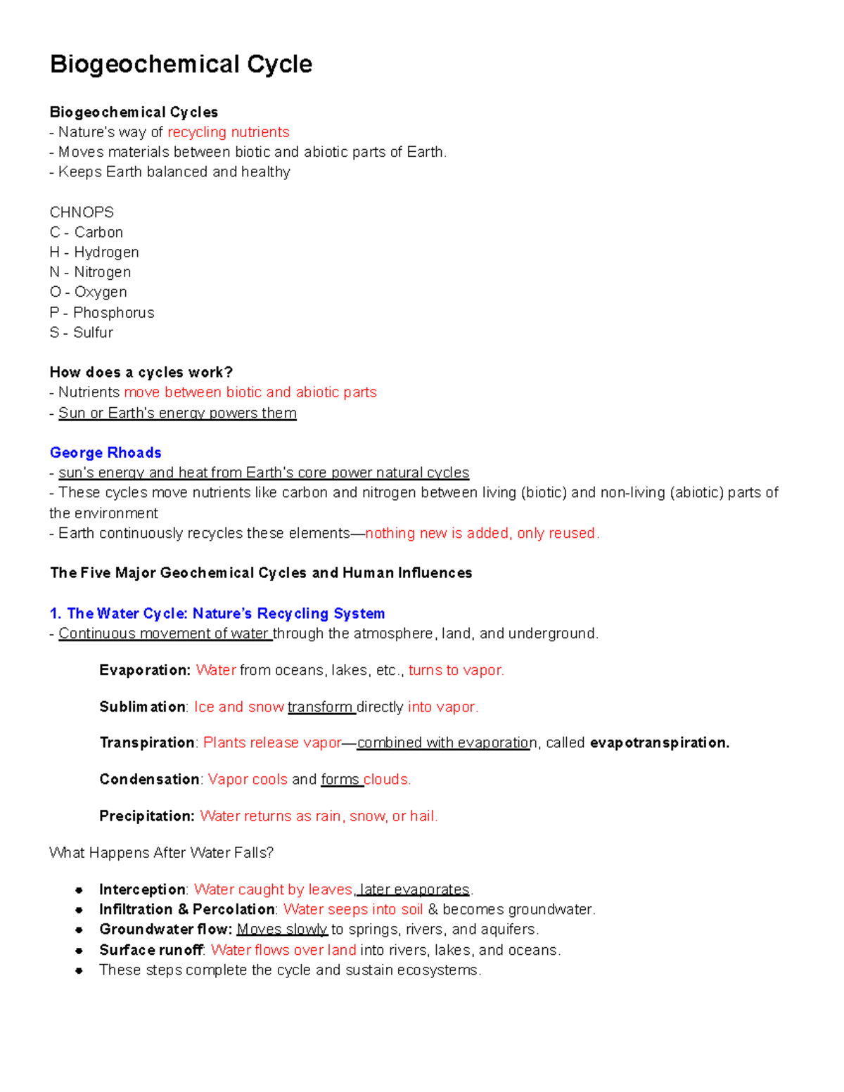 Biogeochemical Cycles: A Comprehensive Review for Biogeo Course - Studocu