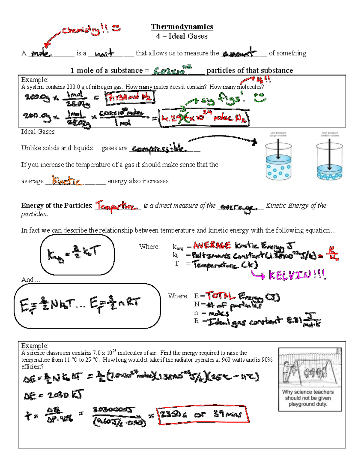 Thermodynamics 4: Key Notes on Ideal Gases and Energy Calculations ...