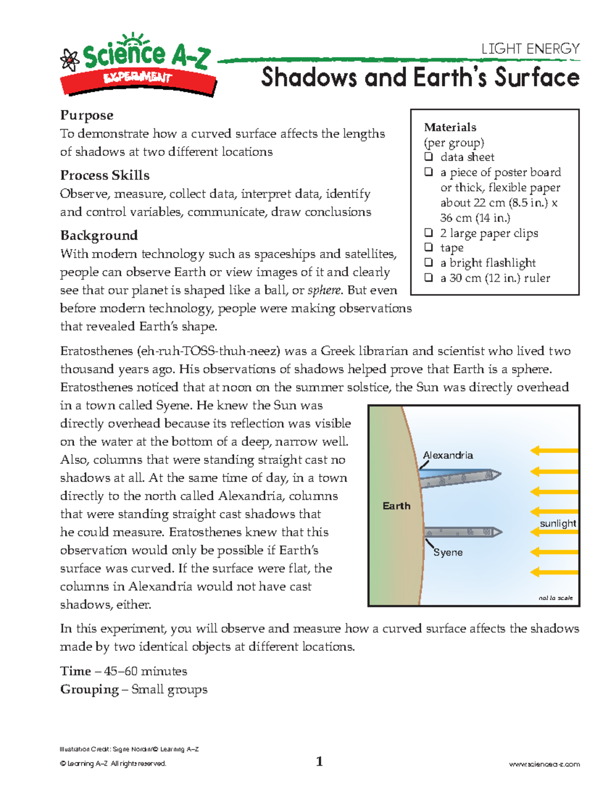 SL Gr 5 Earth, Sun, and Stars L2: Light Energy & Shadow Experiment ...