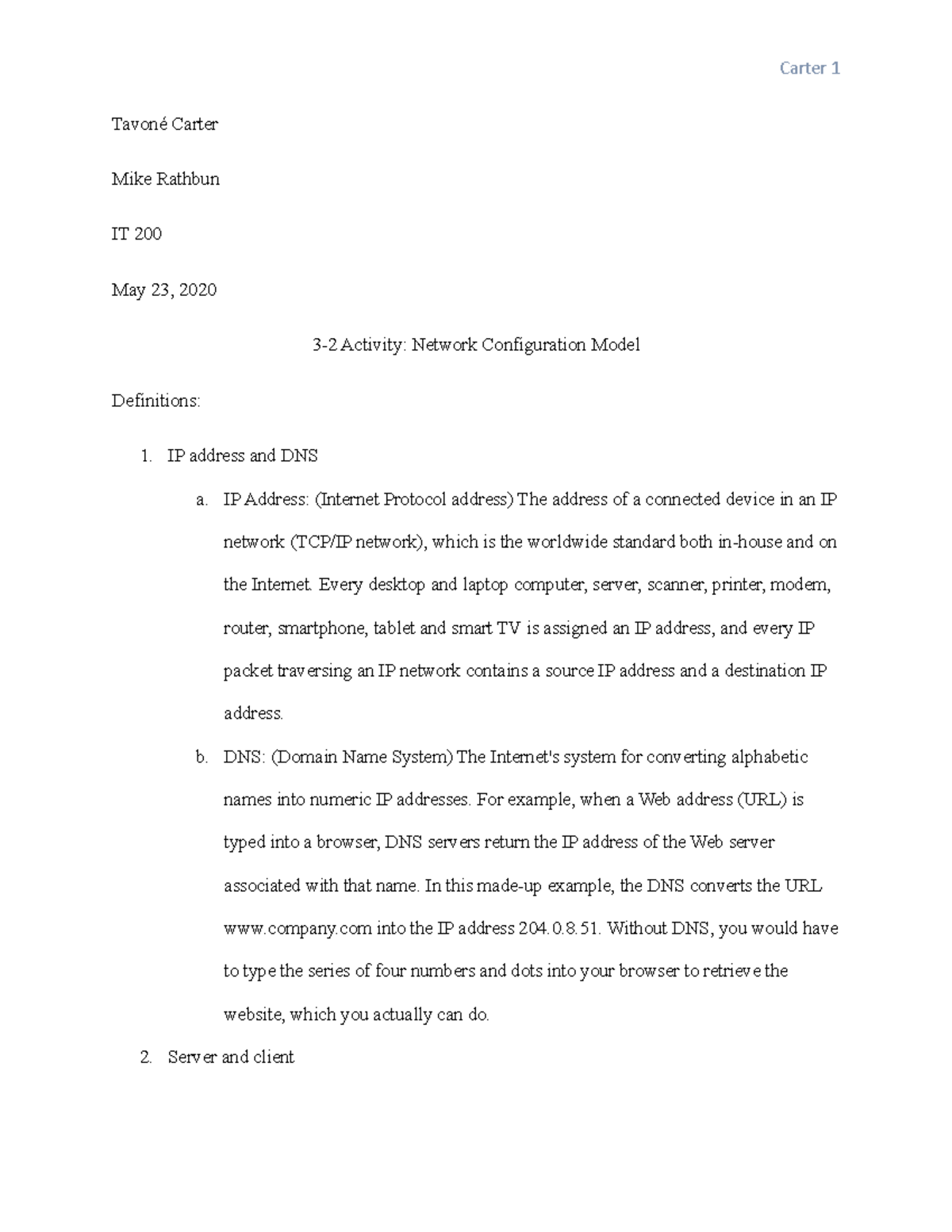 IT 200 3-2 Activity: Overview of Network Configuration Concepts - Studocu