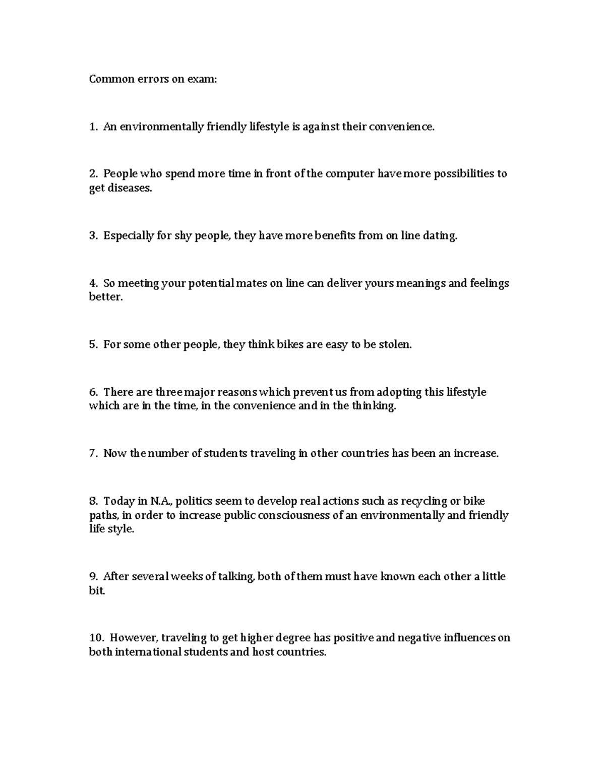 Common Errors in Exam Responses: Analysis and Insights - Studocu