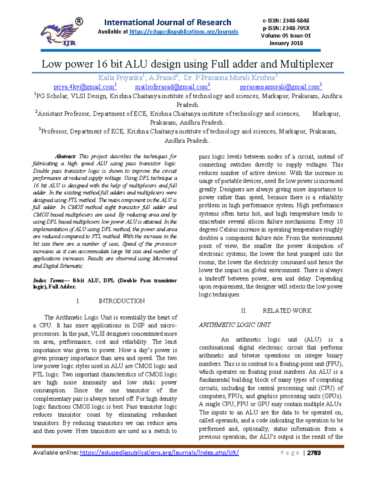 Low Power 16-Bit ALU Design Using DPL and CMOS Techniques - VLSI Design - Studocu