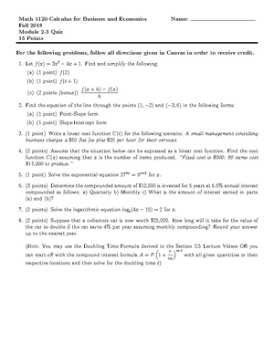 Math 1120 Test 1 Review Solutions - MATH 1120 - Studocu