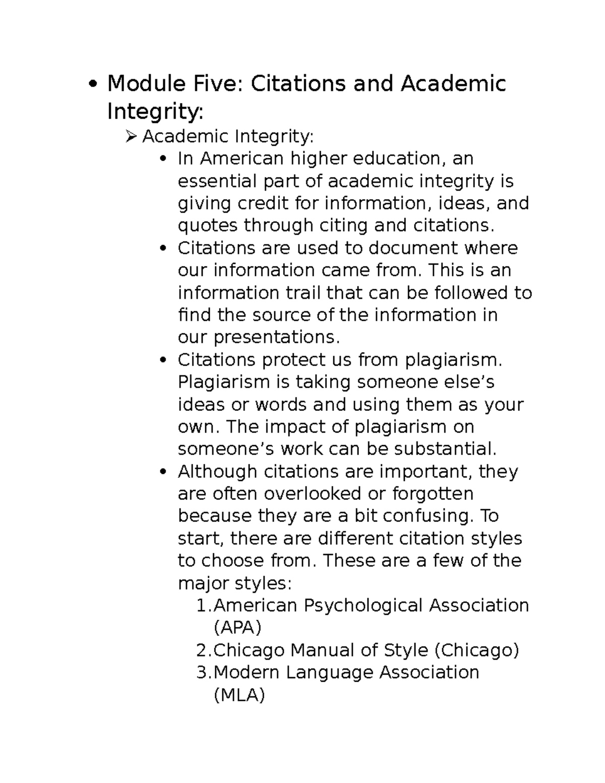 Module five of perspectives in the liberal arts - Module Five ...