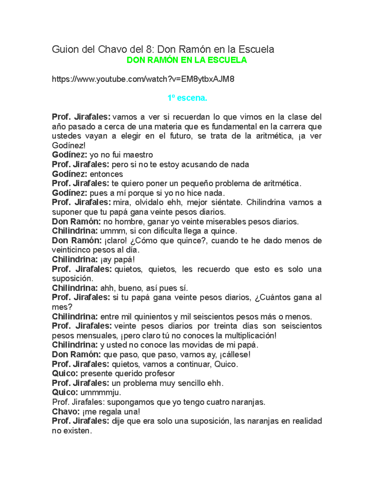 Libreto chavo - Hola ehfiefie - Guion del Chavo del 8: Don Ramón en la ...