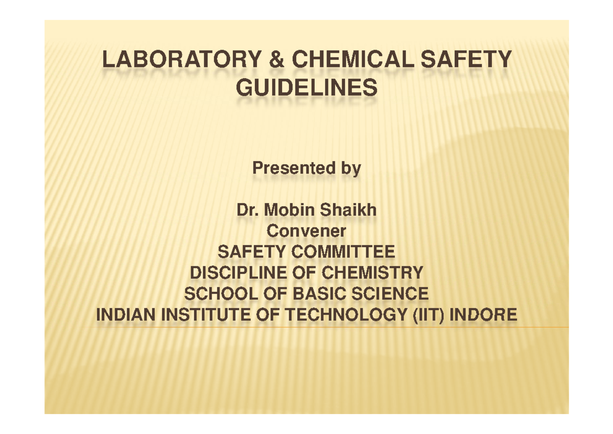 Lab Safety Presentation-I - LABORATORY & CHEMICAL SAFETY GUIDELINES ...