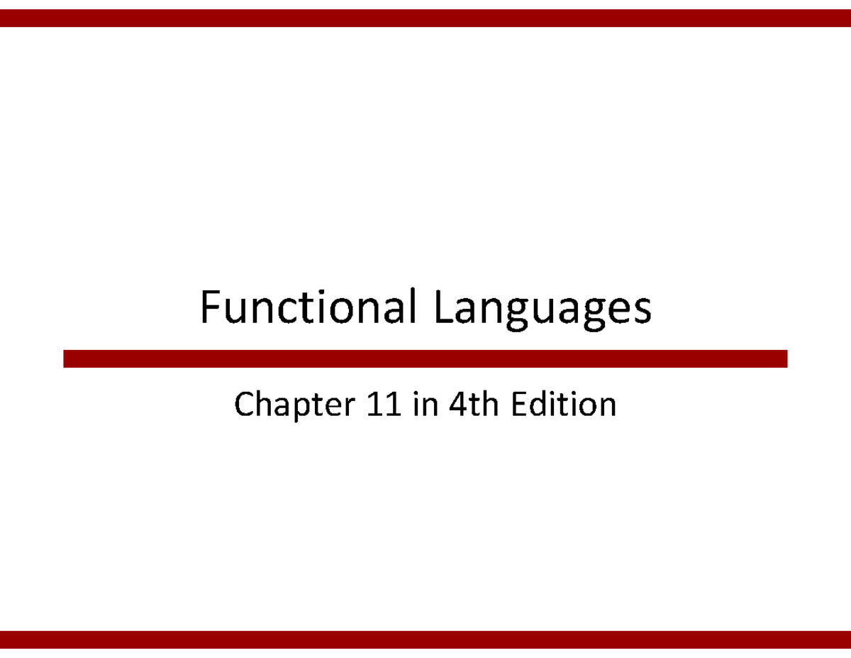 Functional Programming Concepts and Scheme Language Overview (CS101) - Functional Languages ...