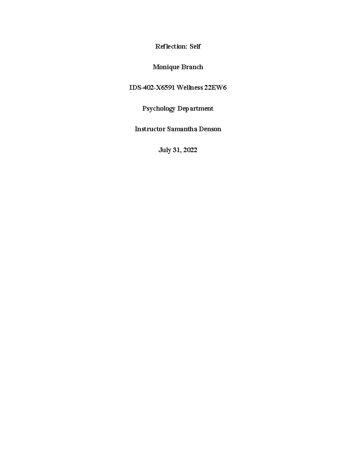 IDS 402 Week 5 Reflection Journal on Critical Analysis and Wellness ...