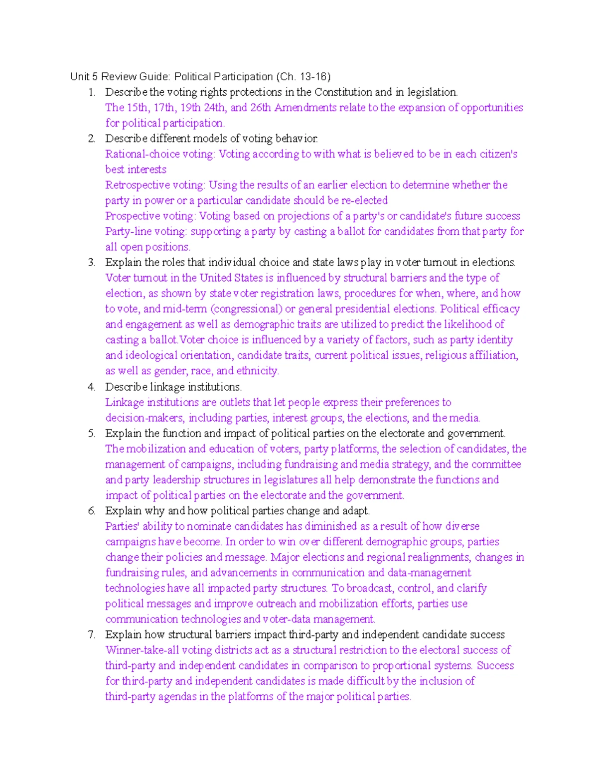 Copy of Unit 5 Political Participation Part I - Unit 5 Political ...