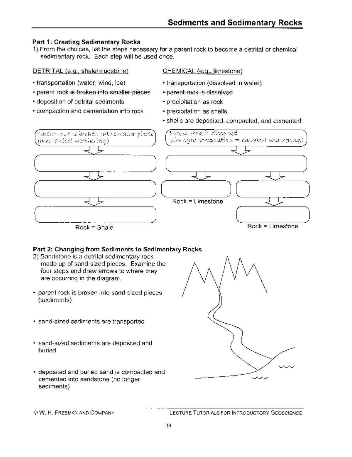 Sediment and Sedimentary Rocks - Each step will be used once. DETRITAL ...