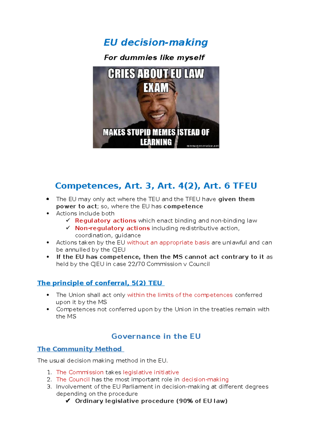 EU Decision-Making Summary: Key Competences and Governance Insights ...