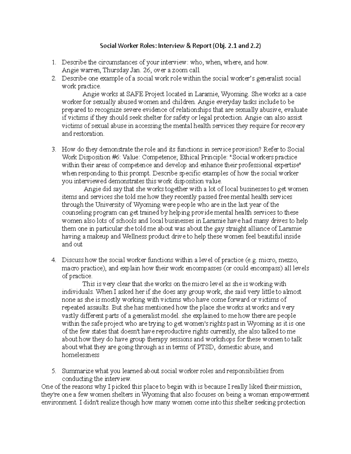 Social Worker Interview Report: Roles, Responsibilities, and Insights ...