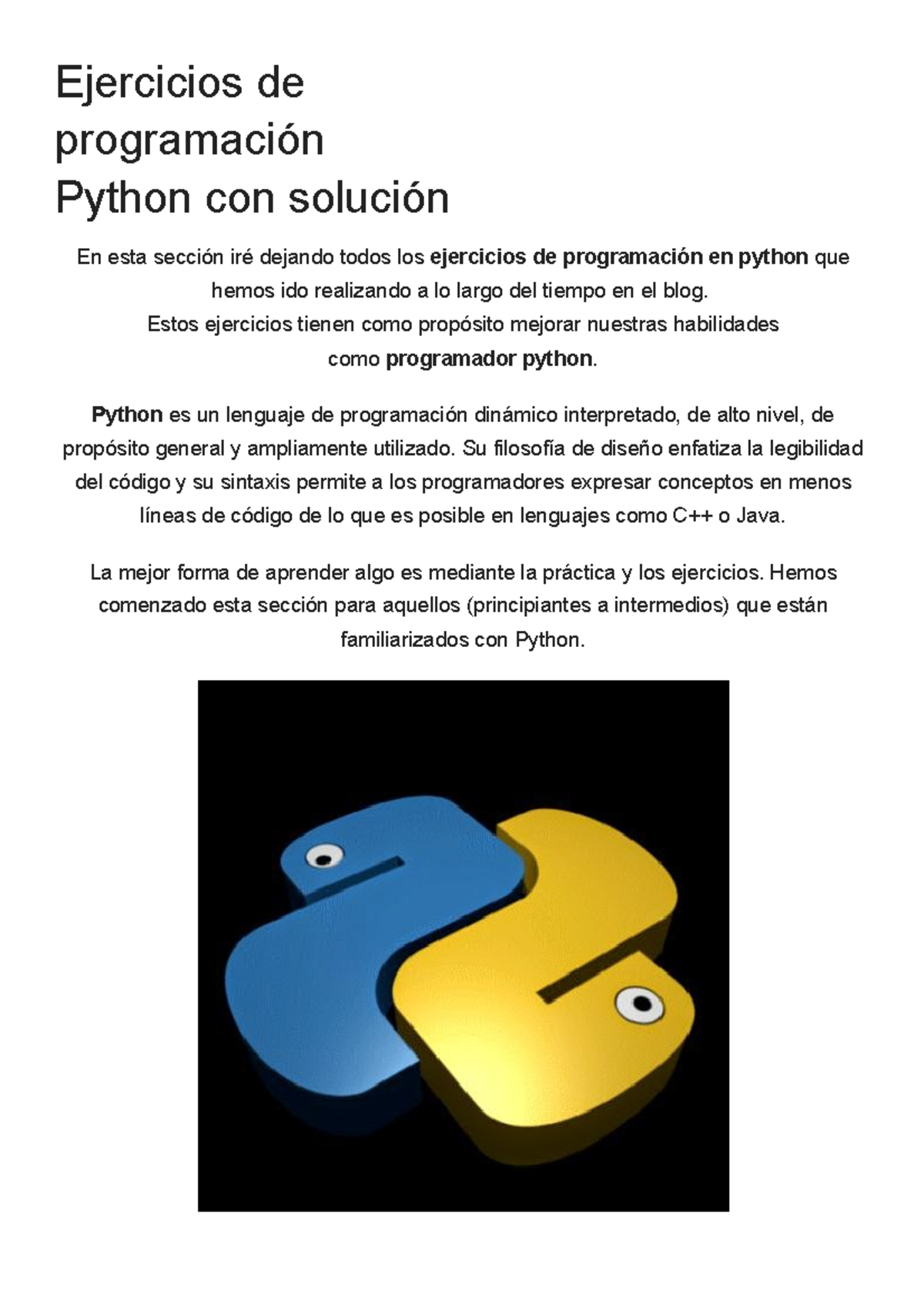 Ejercicios de programación Python con solución - Mi Diario Python ...