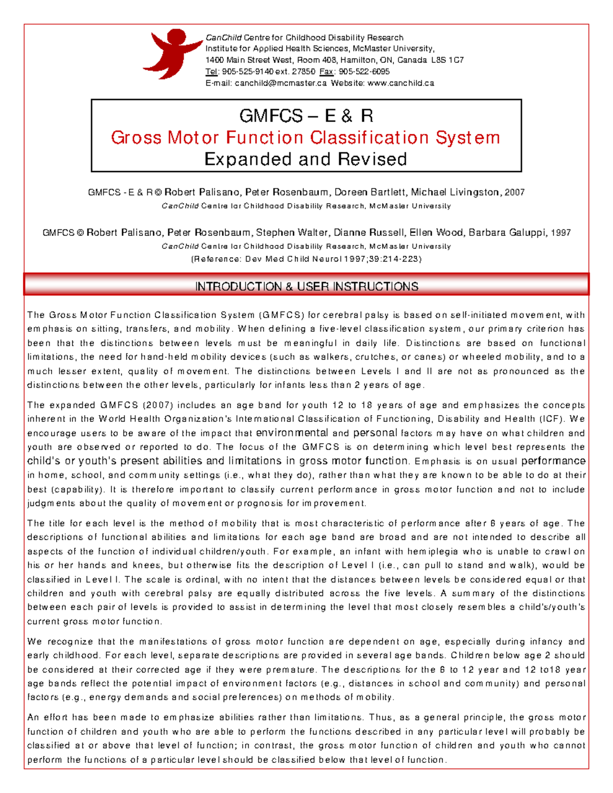 GMFCS E&R 2 - Expanded & Revised Gross Motor Function Classification ...