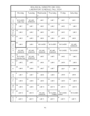 Lab Calendar Bio 303 2025 - Copy - CELL BIOLOGY (BIO 303) LABORATORY ...
