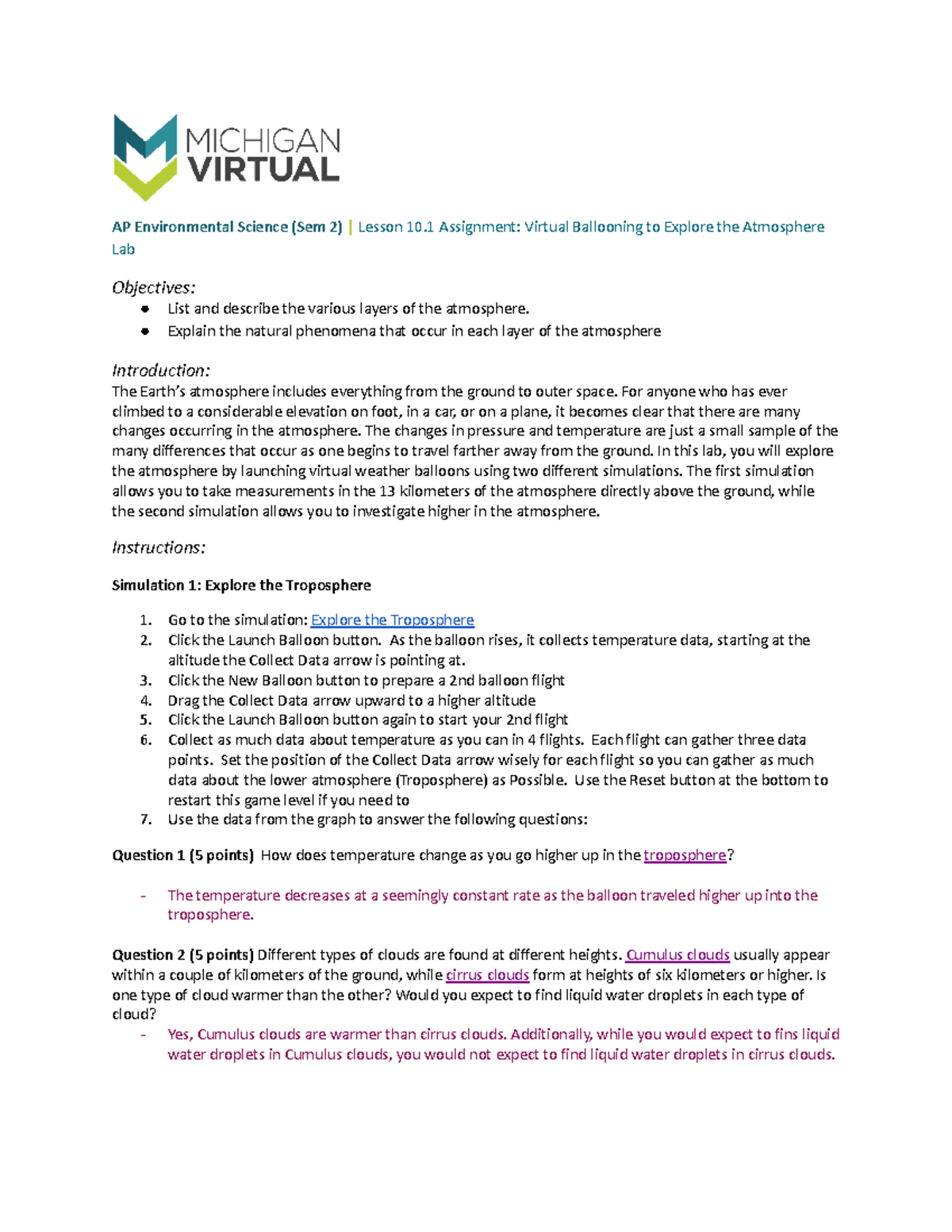 AP Environmental Science (Sem 2) | Lesson 10.1: Virtual Ballooning Lab ...