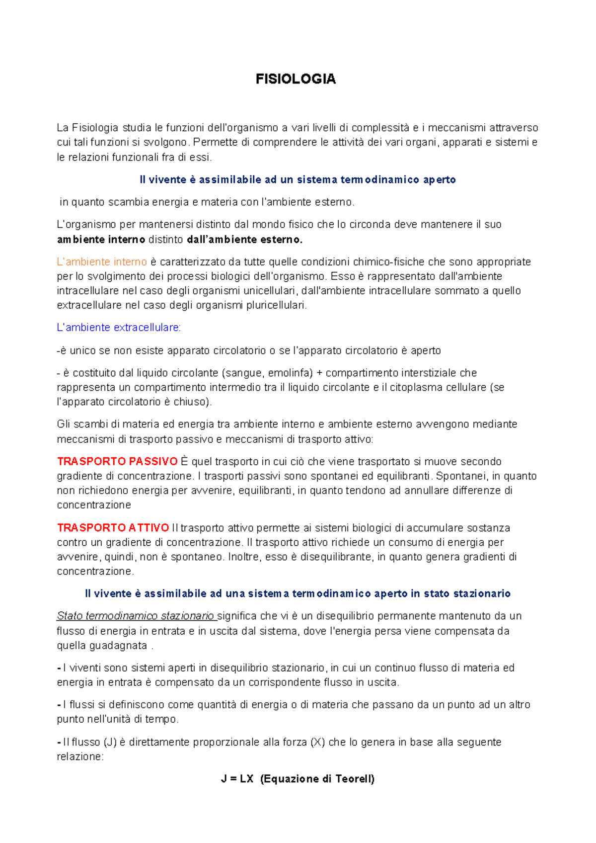 FISIOLOGIA: Funzioni e Meccanismi dei Sistemi Biologici - Appunti - Studocu