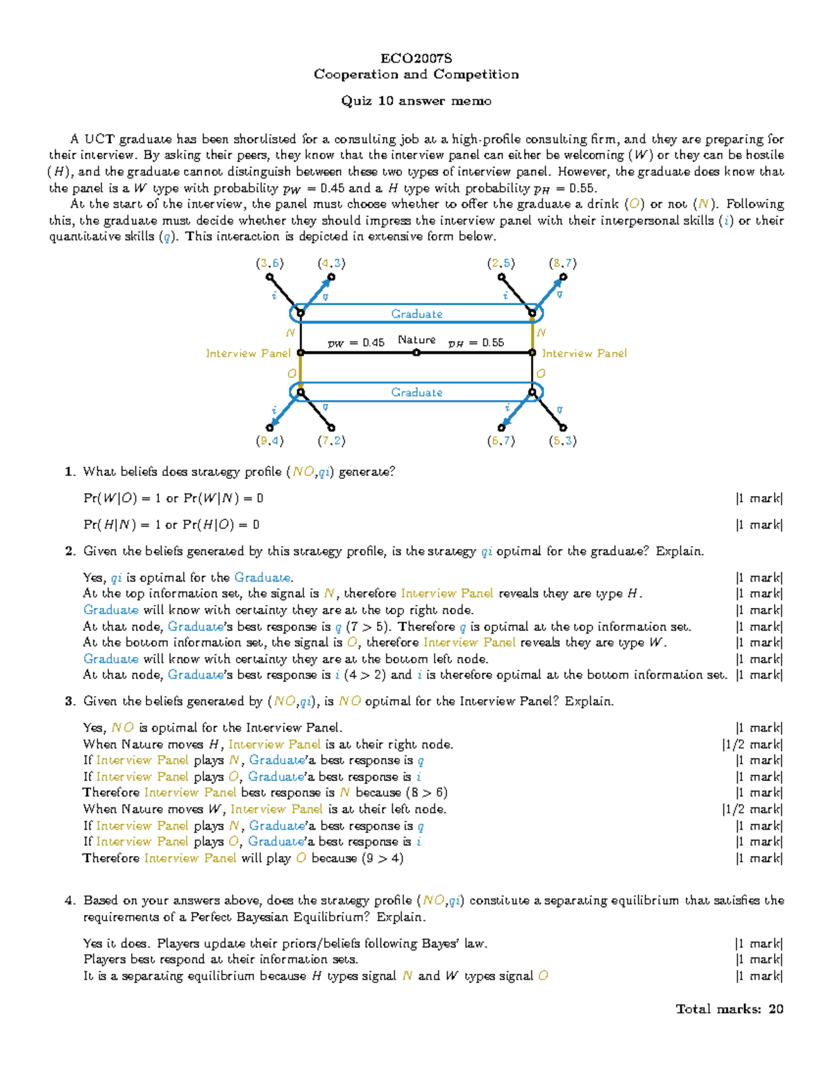 ECO2007S Cooperation and Competition Quiz 10 Answer Memo - Studocu