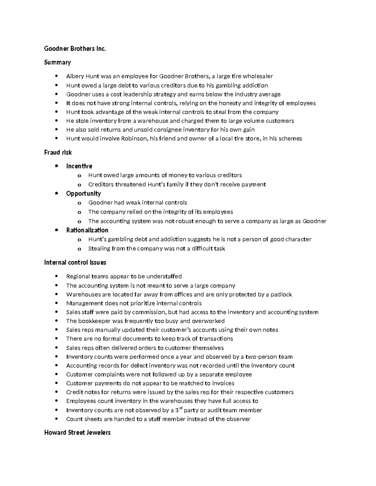 Goodner Brothers Inc. Case Study: Internal Control Failures & Fraud ...