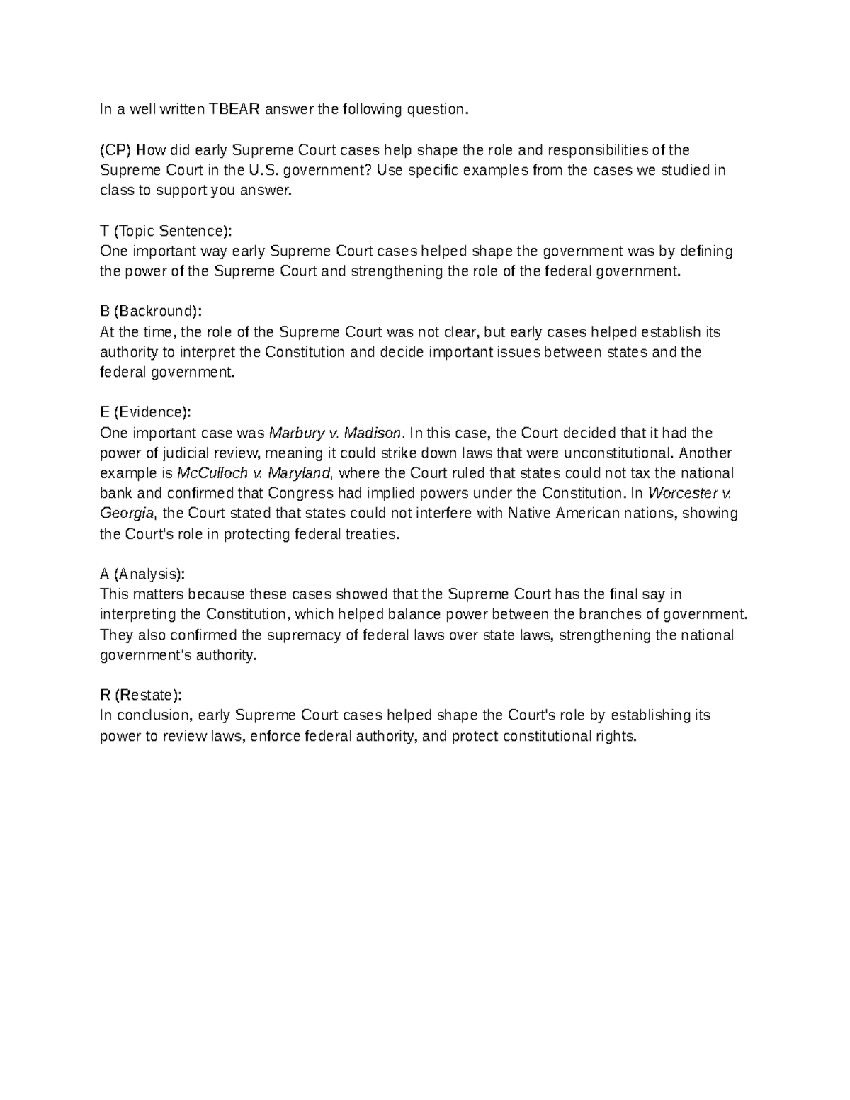 John Marshall TBEAR: Early Supreme Court Cases & Their Impact (CP ...