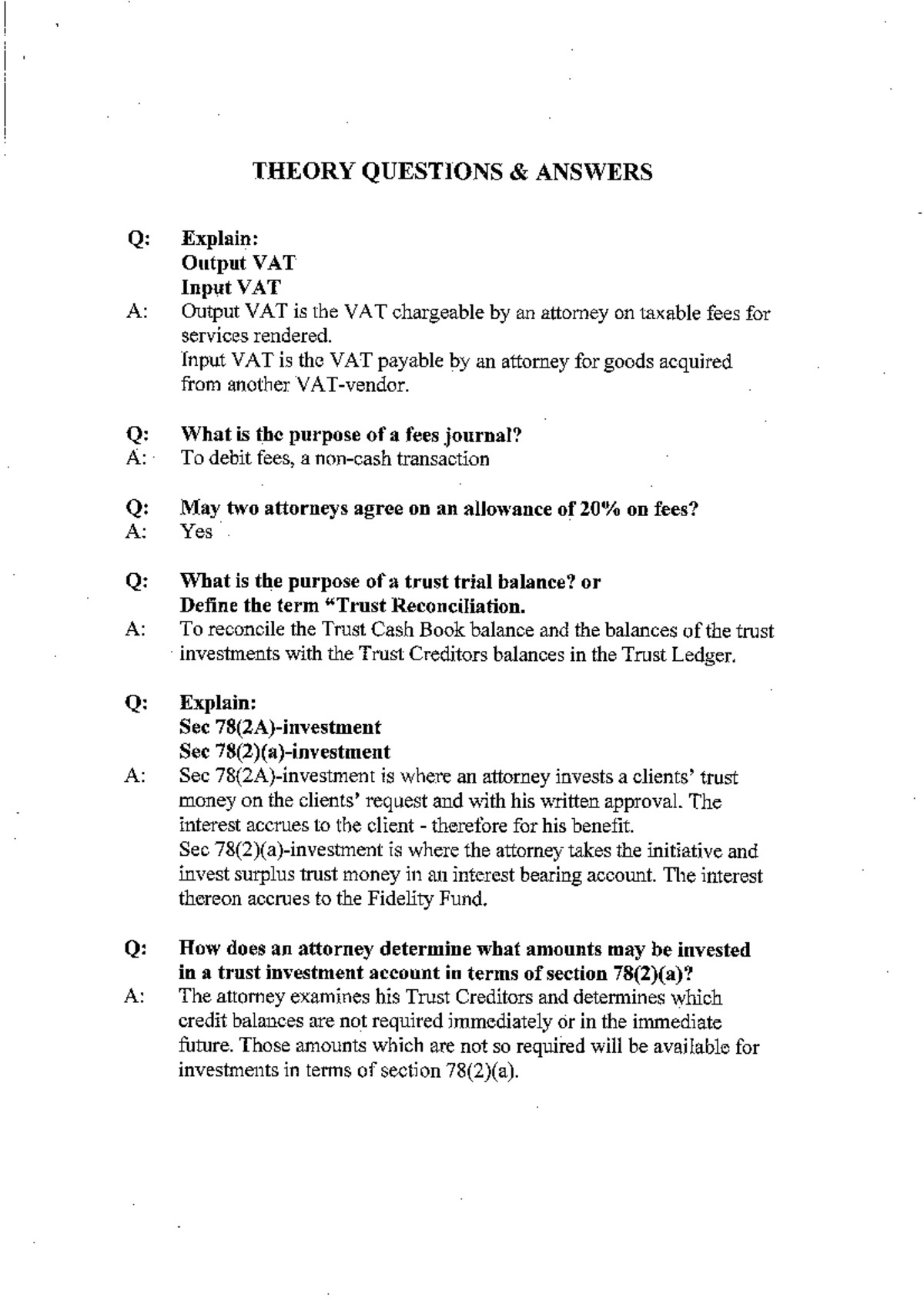 Book Keeping Theory Questions - THEORY QUESTIONS ANSWERS Q: Explain ...