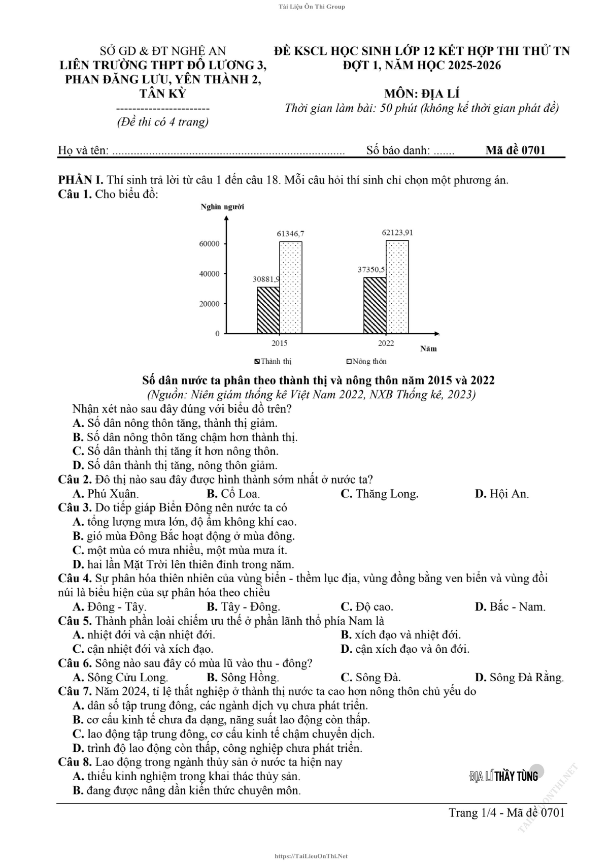 Đề Thi Thử TN Liên Trường THPT Po Luông 3, Môn: PIA, Năm Học 2024 - Studocu