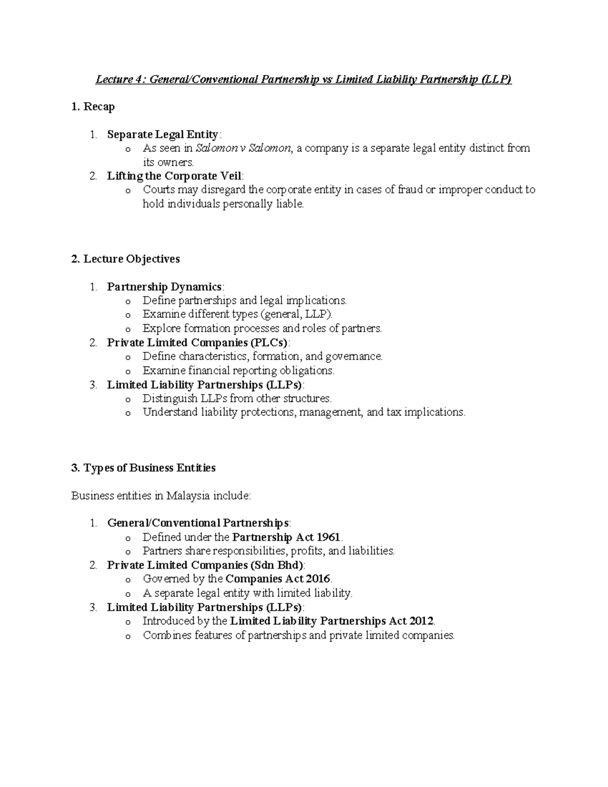 Lecture 4: General Partnerships vs Limited Liability Partnerships (LLP ...