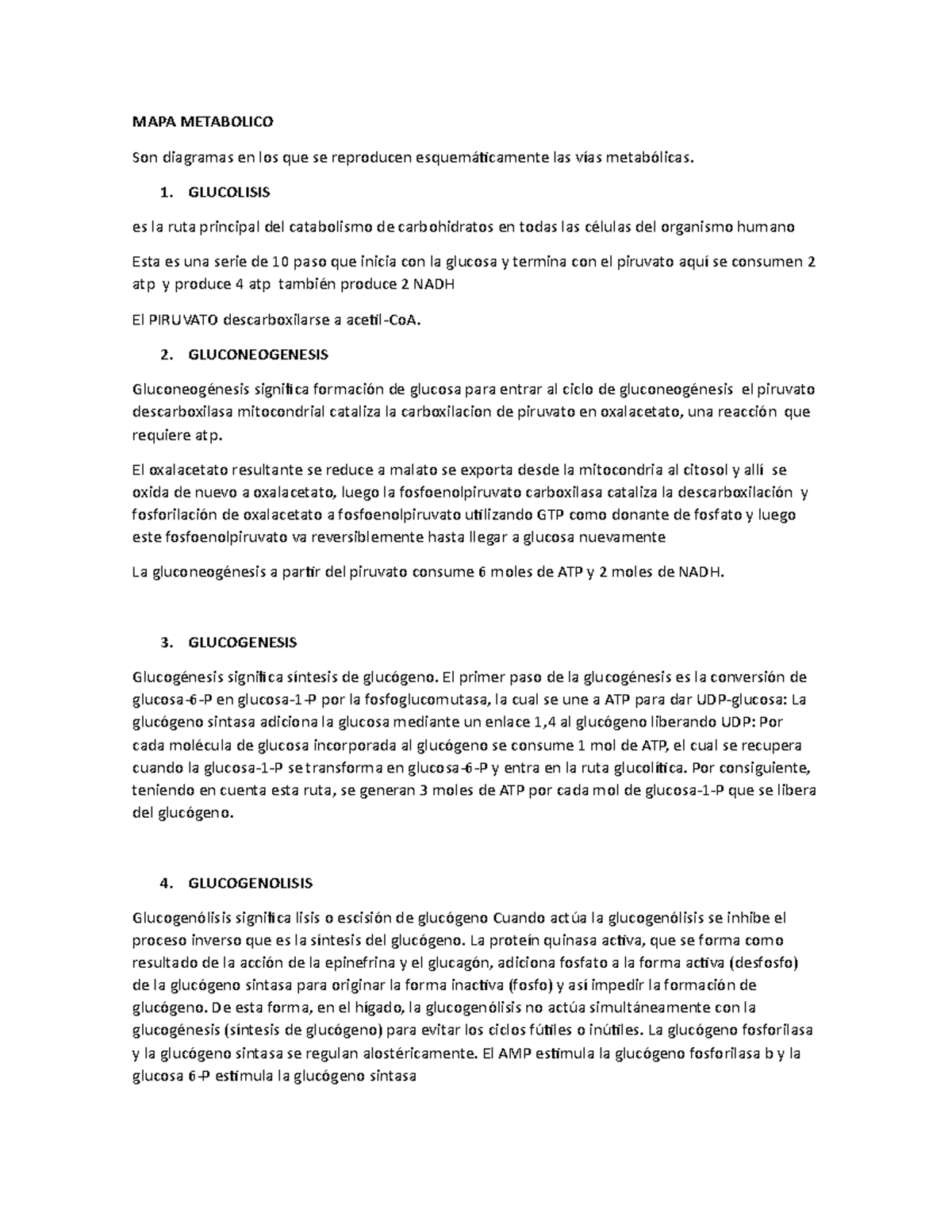 MAPA Metabolico - Resumen del mapa metabólico - MAPA METABOLICO Son ...